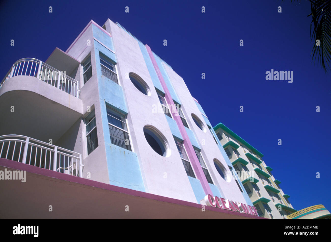 Pastel colours art deco hotels South Beach , Miami Stock Photo - Alamy