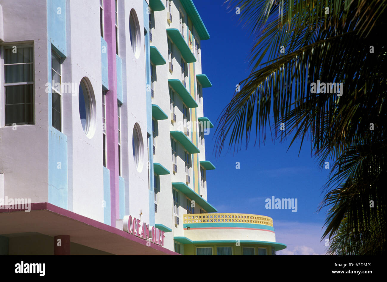 Art deco hotels with colorful facades, South Beach, Miami Stock Photo ...