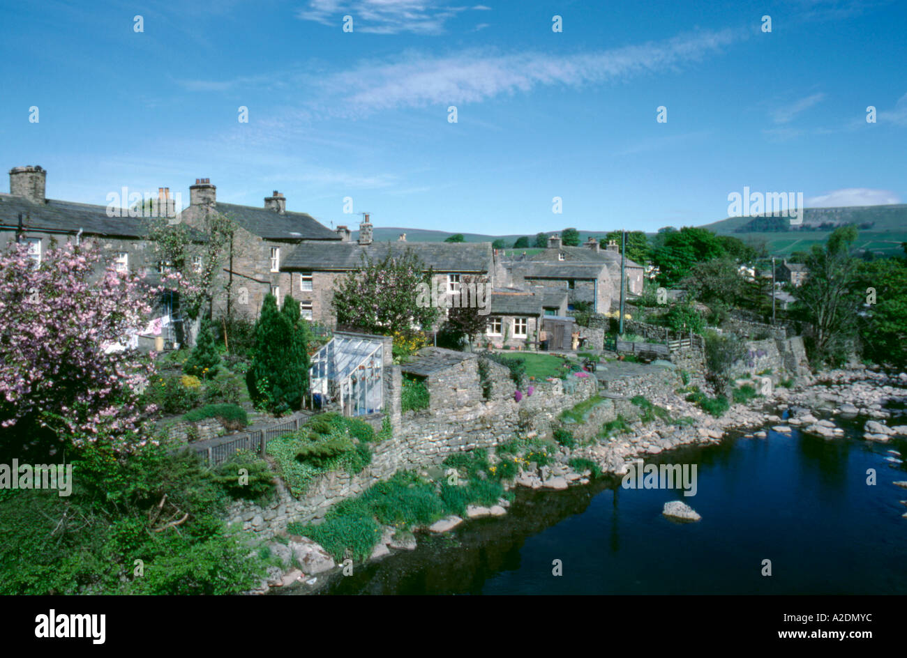 Village of Bainbridge from Brough Hill, Wensleydale, Yorkshire Dales ...