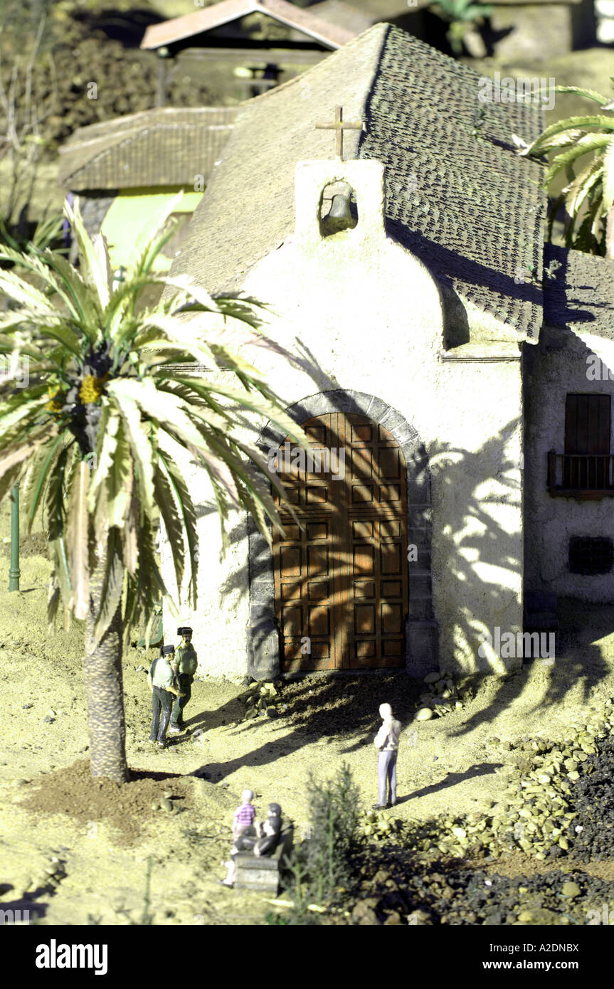 palm tree church rural small building model pueblo chico canary islands ...
