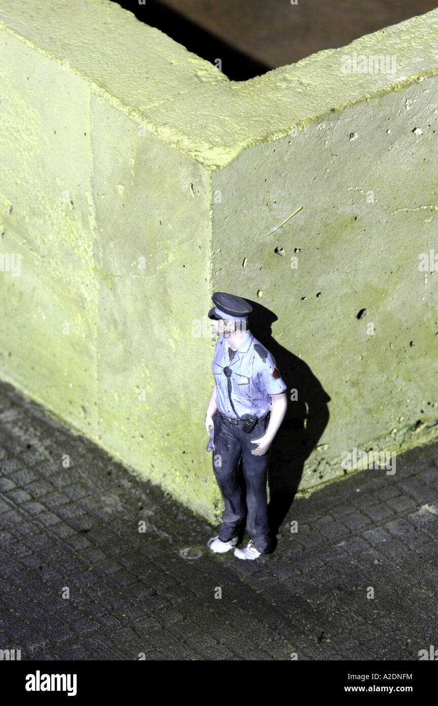 vertical colour color model village figure tiny small policeman police ...