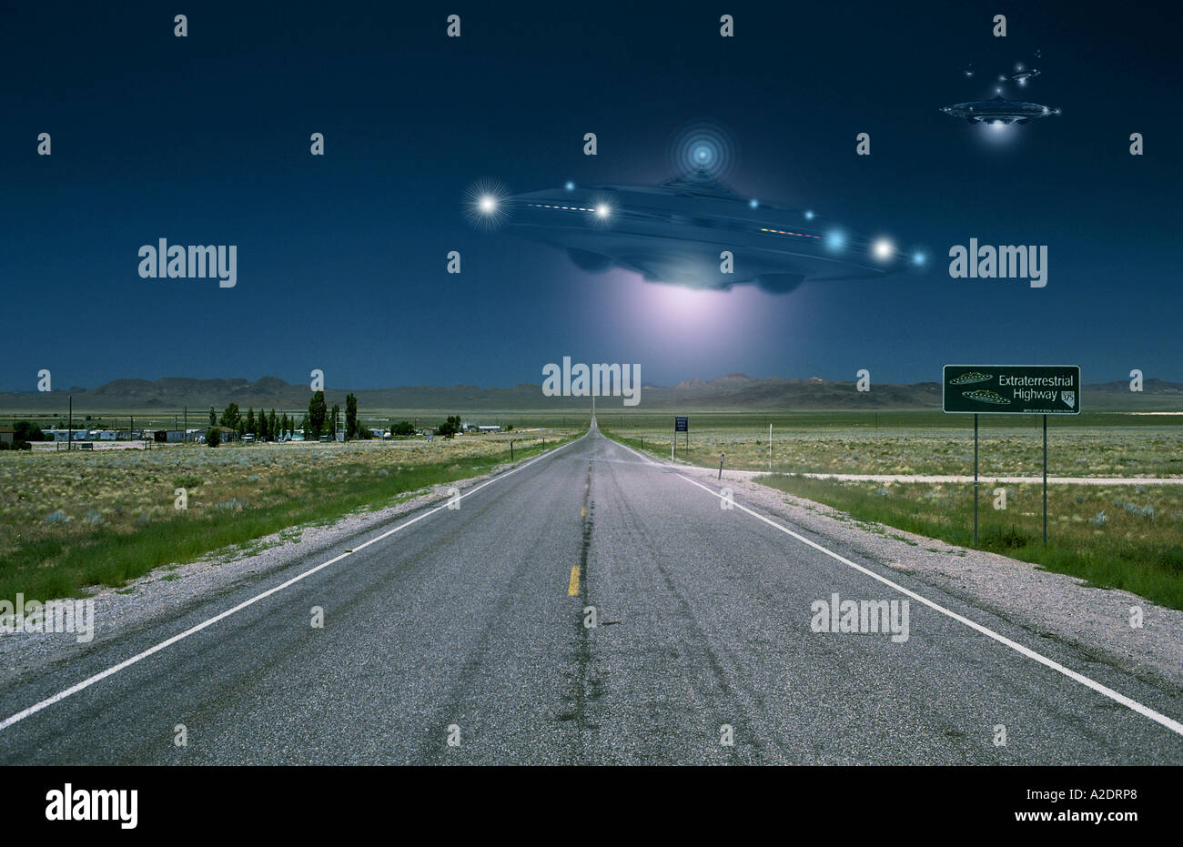 Partially invisible Unindentified Flying Object hovering above the ...