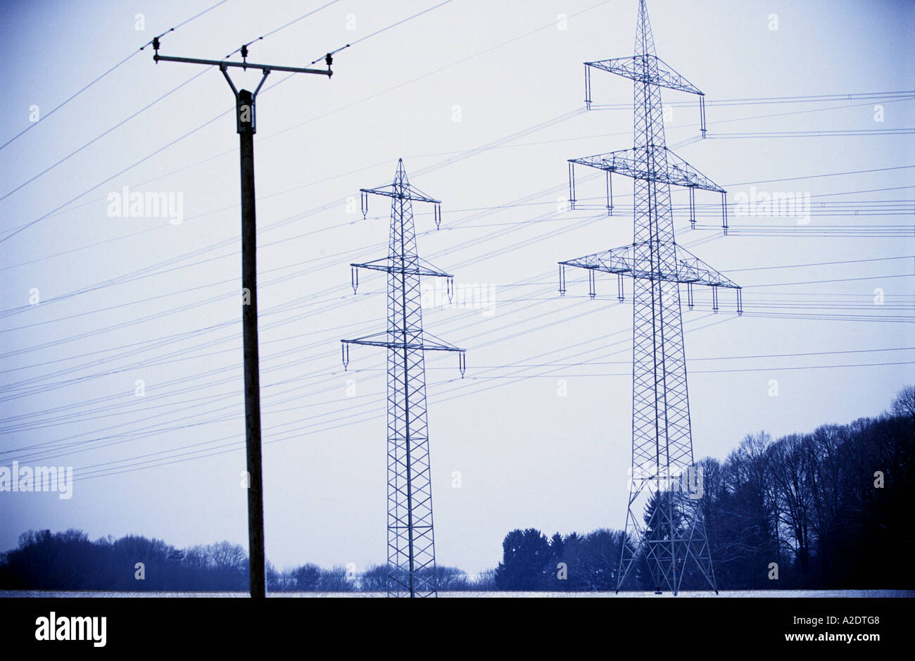High-voltage electricity cables, Solingen North Rhine-Westphalia ...