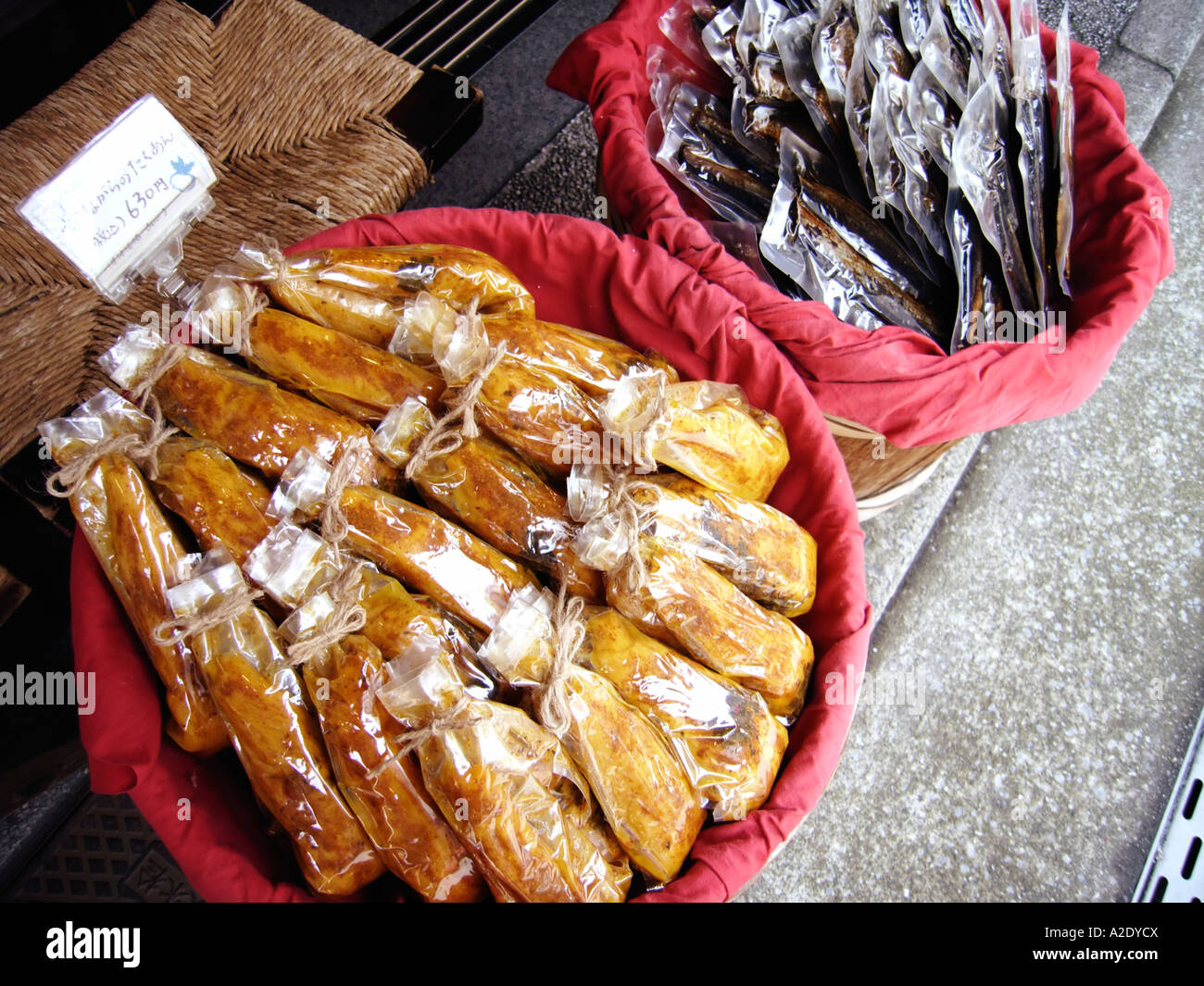 Wrapped Tofu Food Along the Outdoor market stalls in Kamakura Japan ...