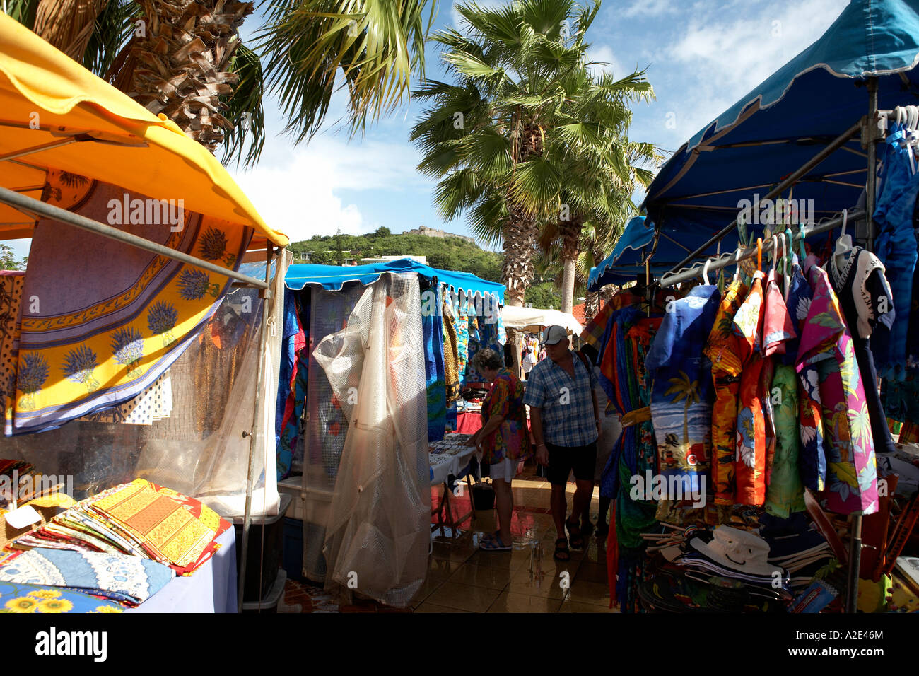 views of the market Marigot St Martin caribbean west indies Stock Photo ...