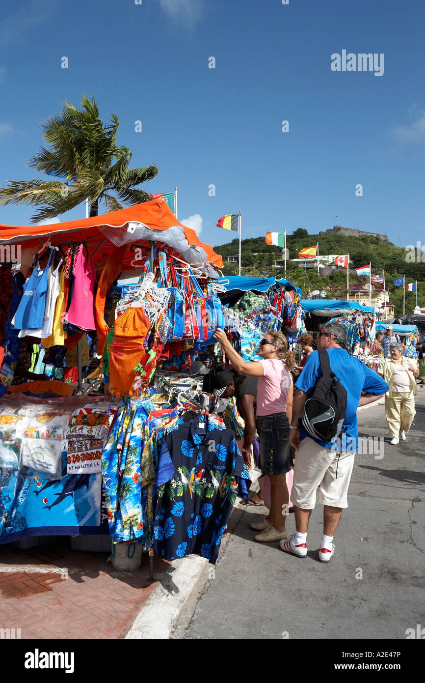 views of the market Marigot St Martin caribbean west indies Stock Photo ...