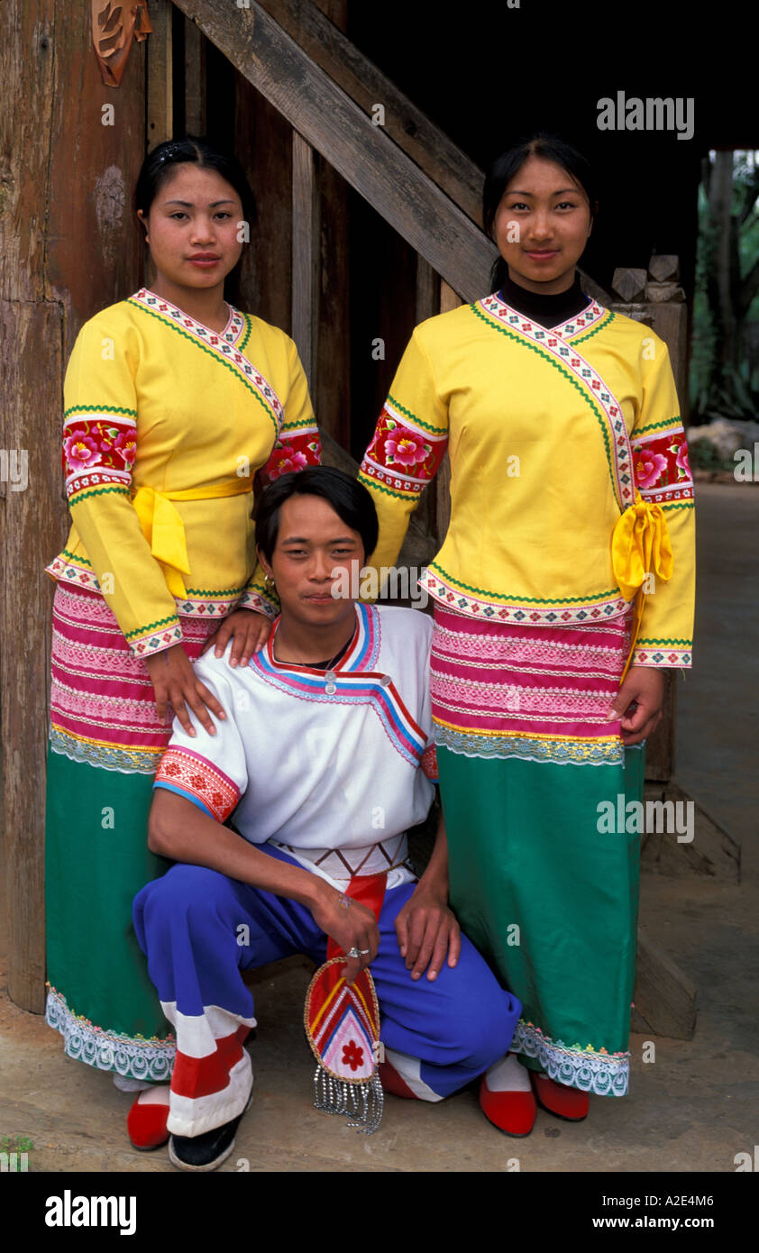 China, Yunnan Province, Kunming. Group of young Bulang people in ...