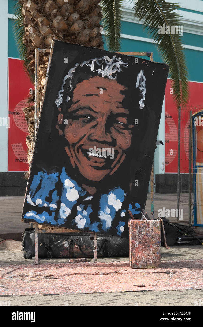 Portrait of Nelson Mandela painted by speed artist Jon Hicks Stock ...