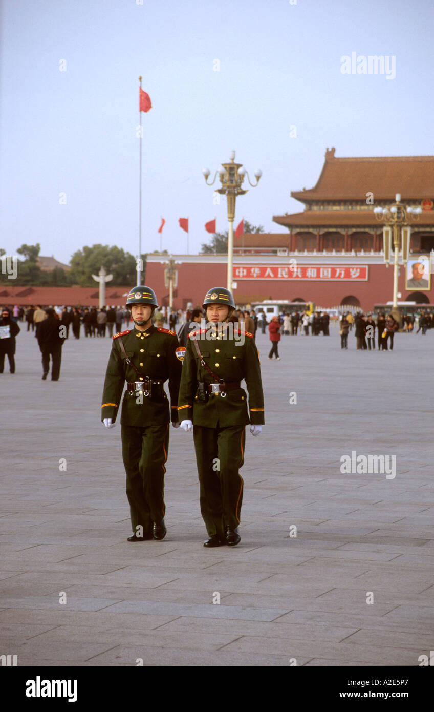 China, Beijing, Chinese military marching in front of the Forbidden ...