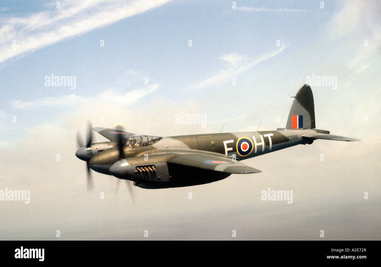 World War Two De Havilland Mosquito Bomber in flight. Plane to plane ...