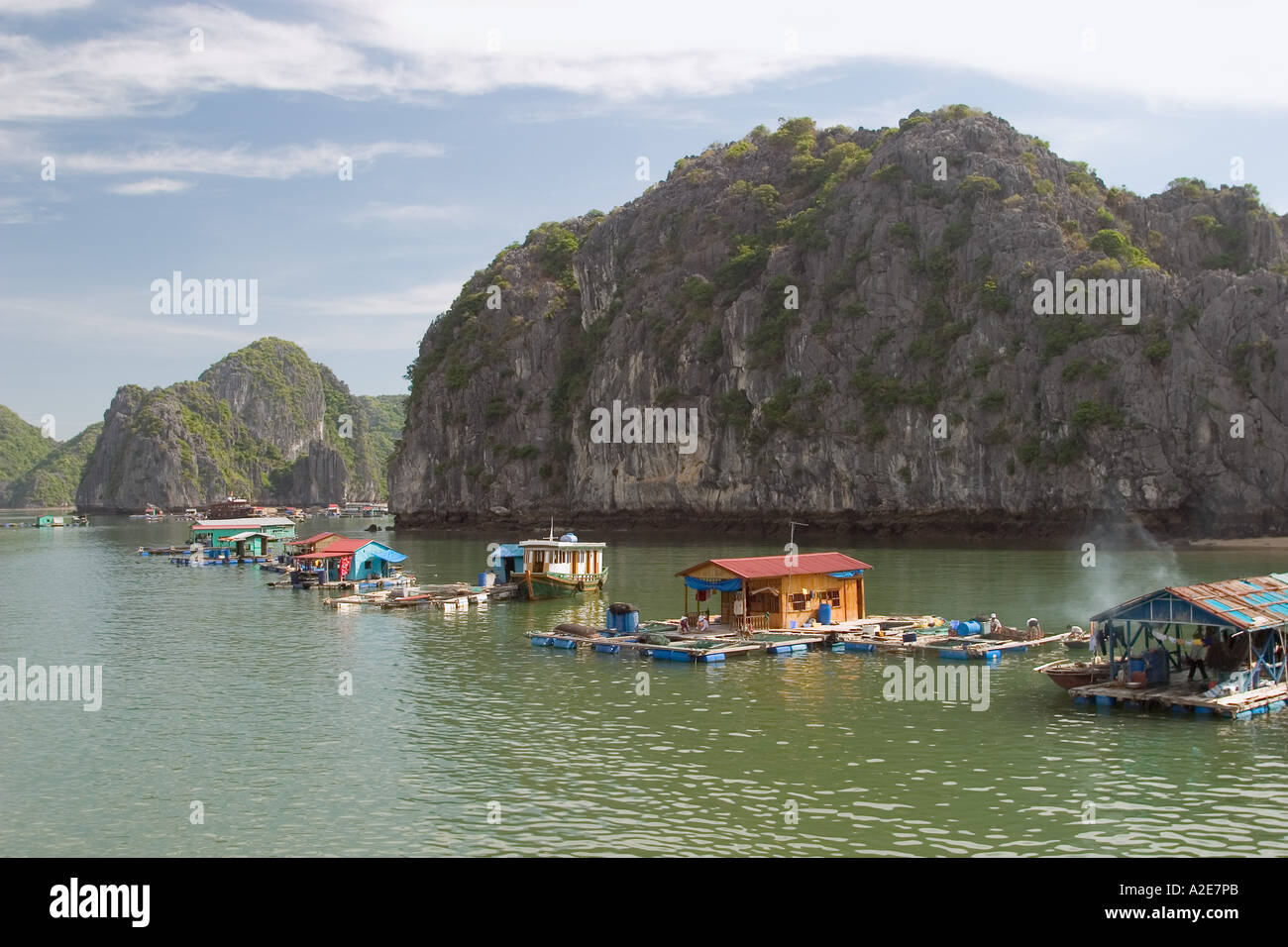 ASIA, Vietnam, Quang Ninh Province, Ha Long Bay, Floating Village Stock ...
