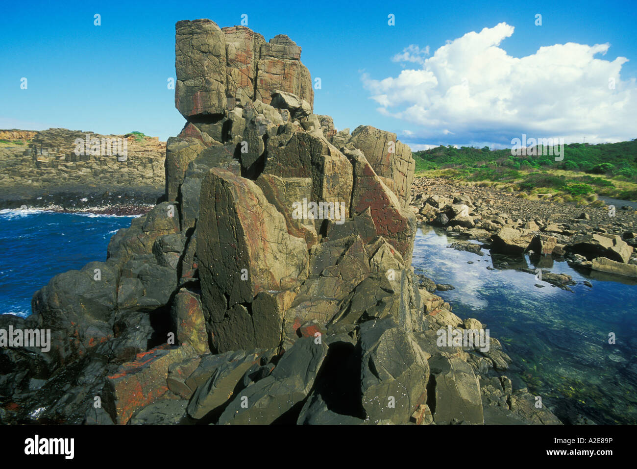 Columnar structures created during cooling of Permian era basalt lava ...
