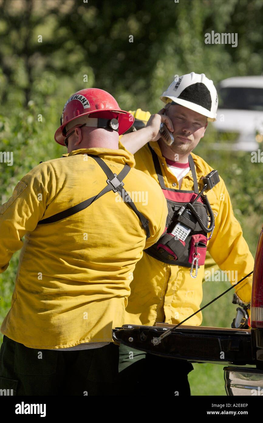 Firefighter forest talking hi-res stock photography and images - Alamy