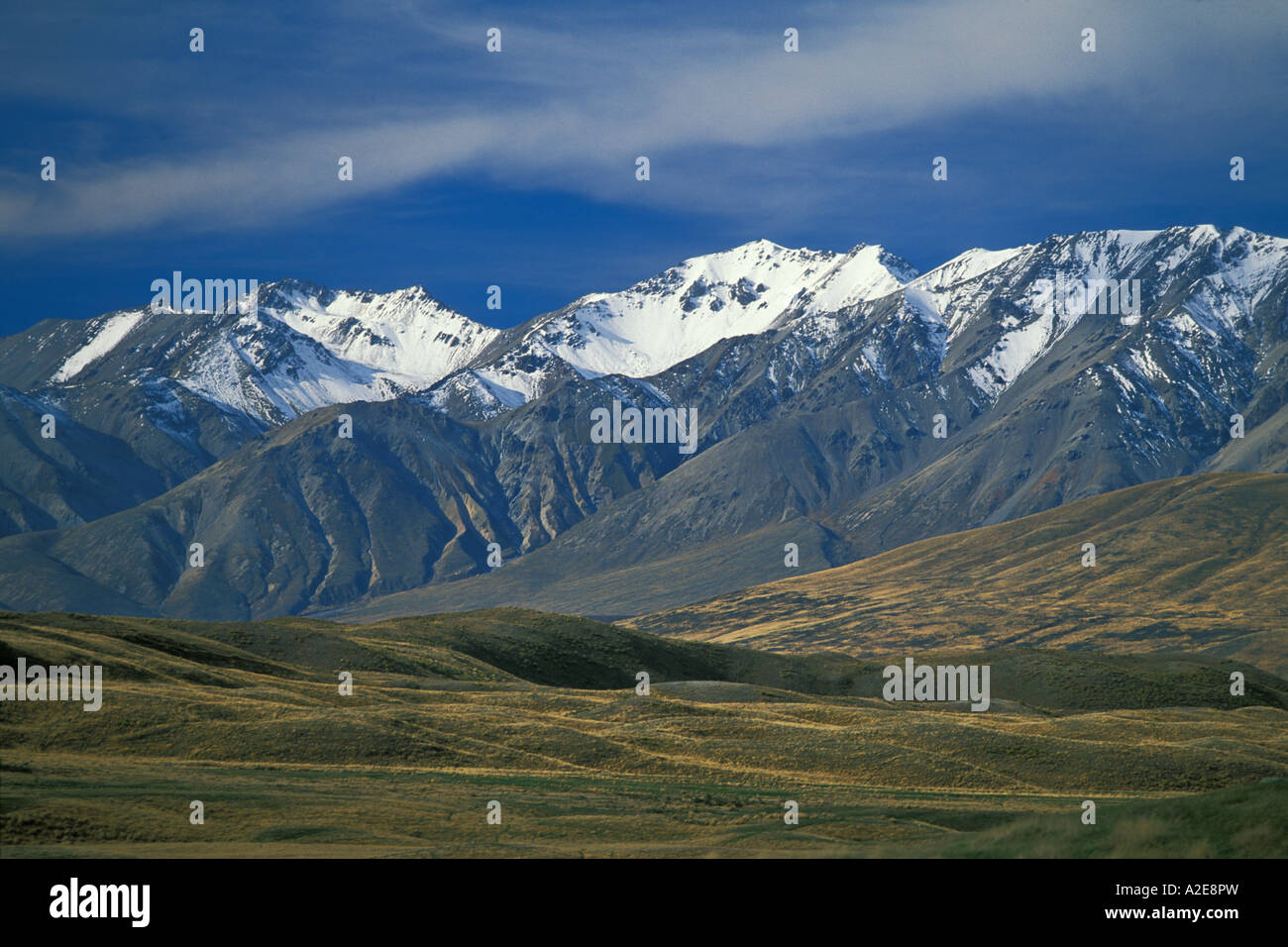 Snow capped mountains near Lake Tekapo Mackenzie Country Canterbury ...