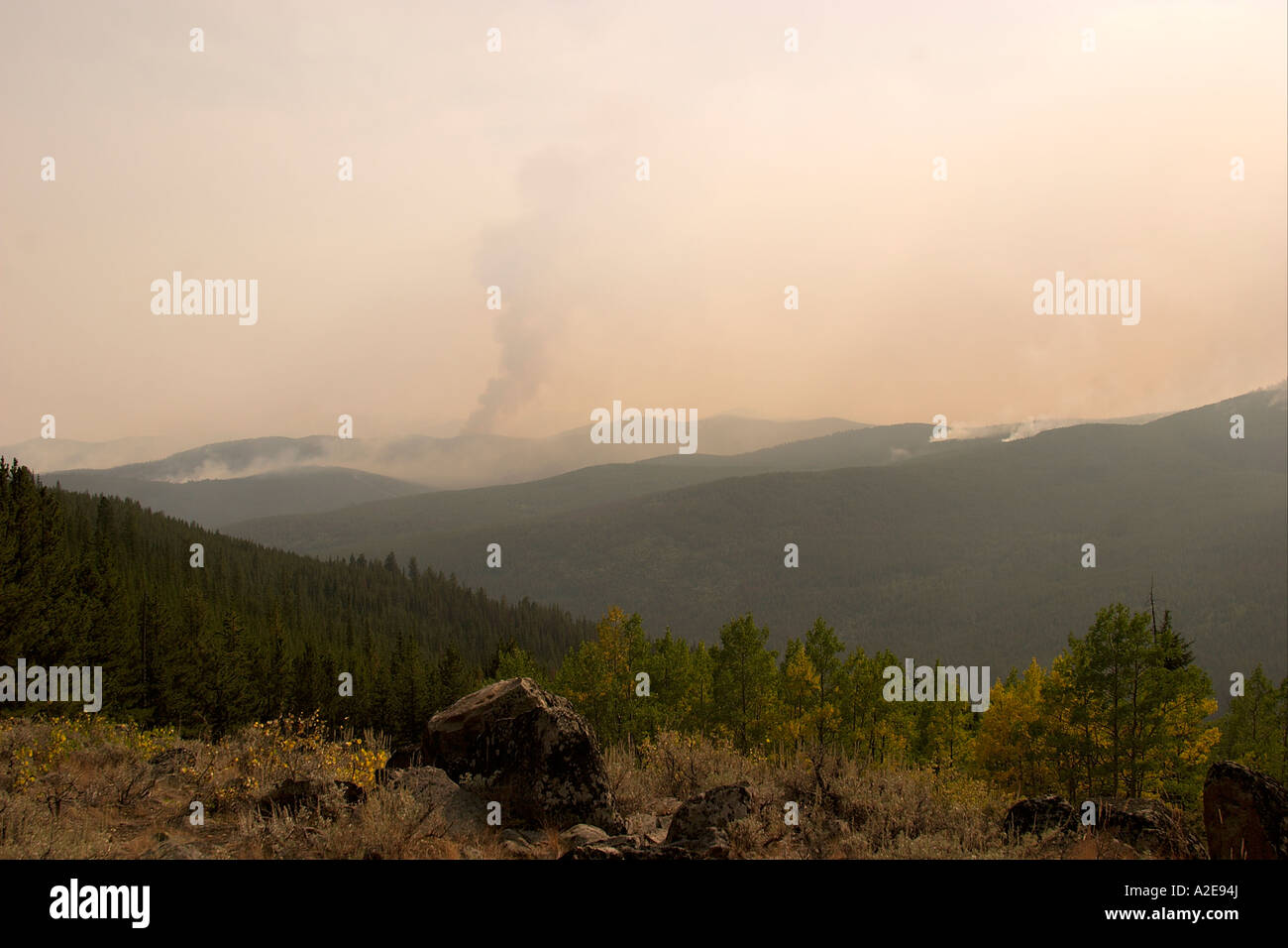 Smoke plume from the Tripod Complex wildfire in North Central ...