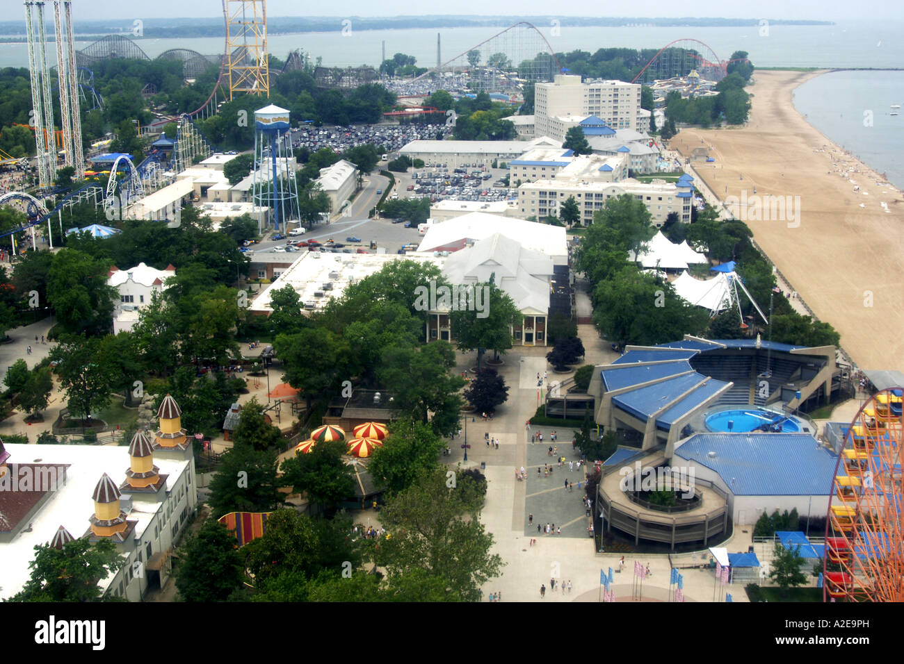 Aerial view of Cedar Point Amusement Park, Sandusky OH Stock Photo - Alamy