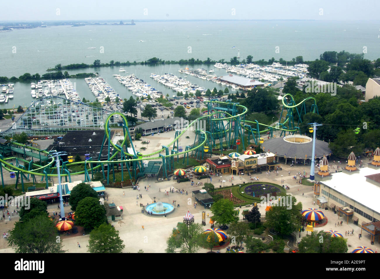 Aerial view of Cedar Point Amusement Park, Sandusky OH Stock Photo - Alamy