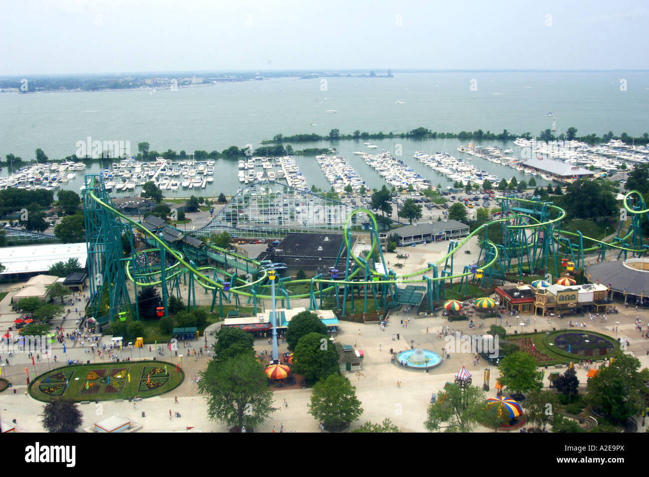 Aerial view of Cedar Point Amusement Park, Sandusky OH Stock Photo - Alamy