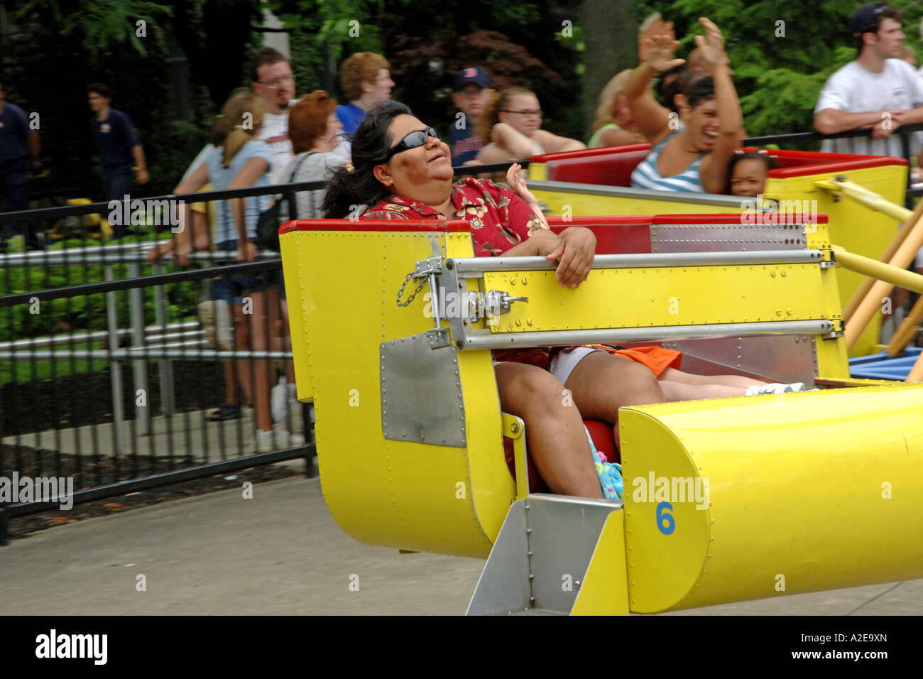People enjoying a ride at Cedar Point Amusement Park, Sandusky OH Stock ...