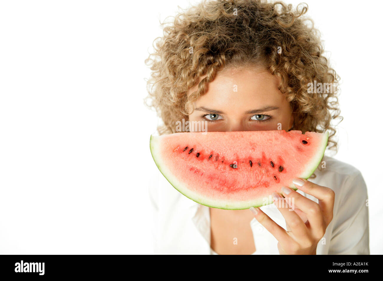 Woman with watermelon Stock Photo - Alamy