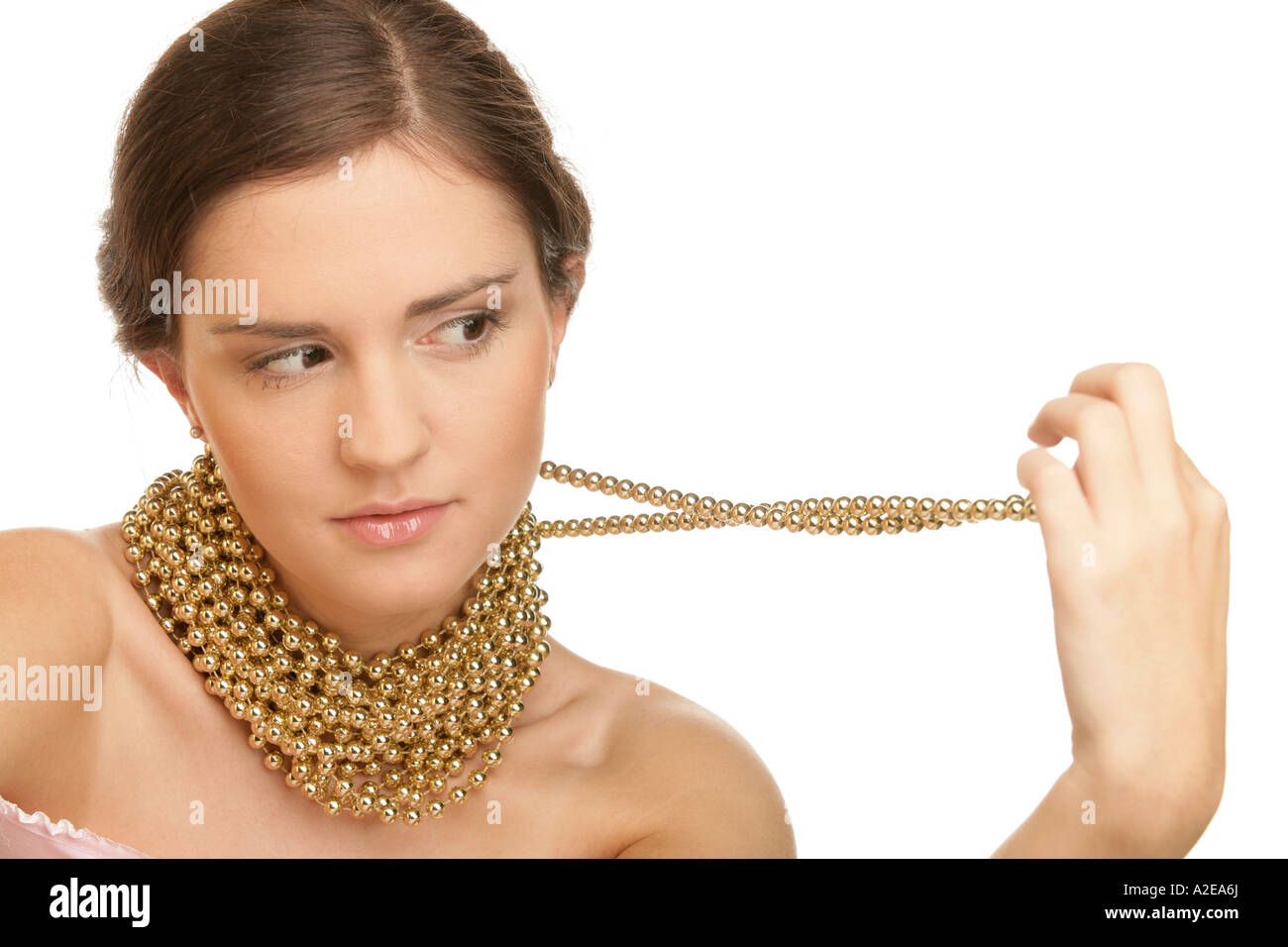 Young woman wearing necklace Stock Photo - Alamy