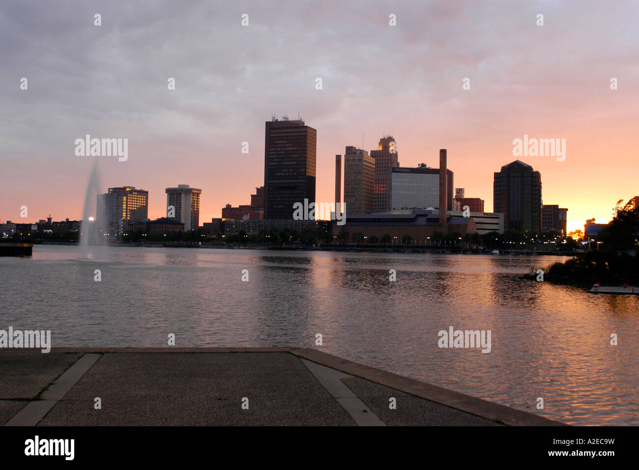 Maumee Riverfront view of Toledo city in Ohio at sunset Stock Photo - Alamy