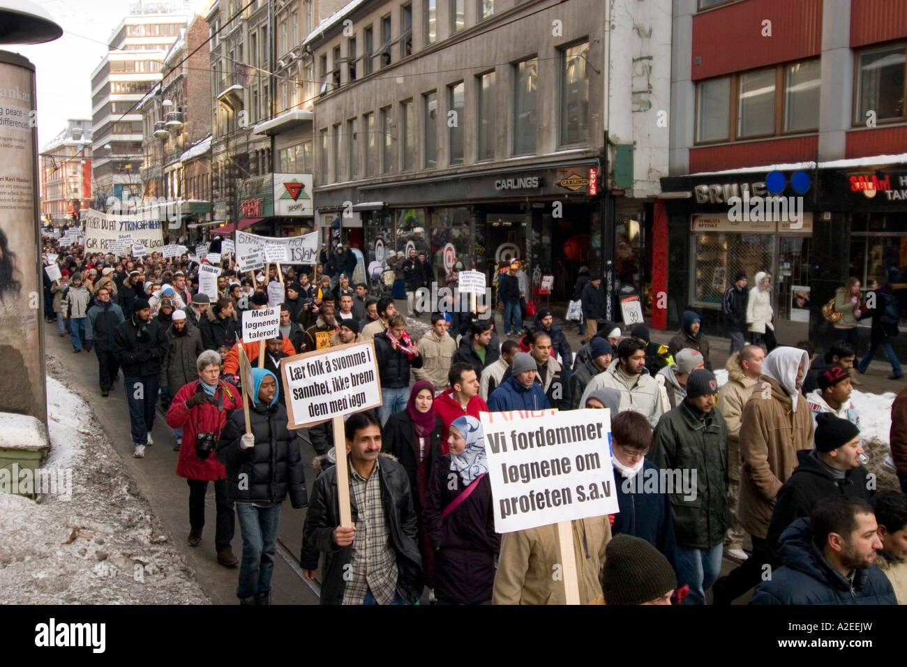 A peaceful protest march in Oslo Norway against the depticions of ...