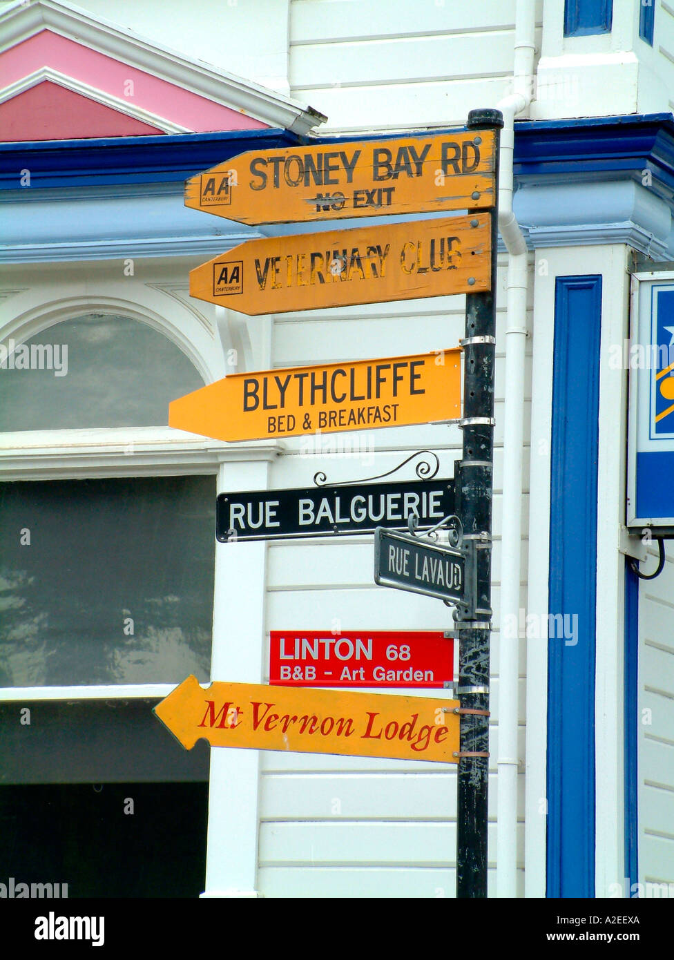NZ, Akaroa Peninsula. Street Signs Stock Photo - Alamy