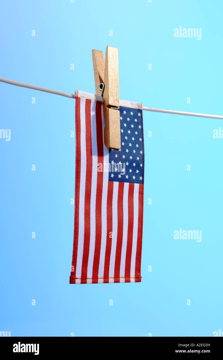 USA flag pegged on a washing line Stock Photo - Alamy