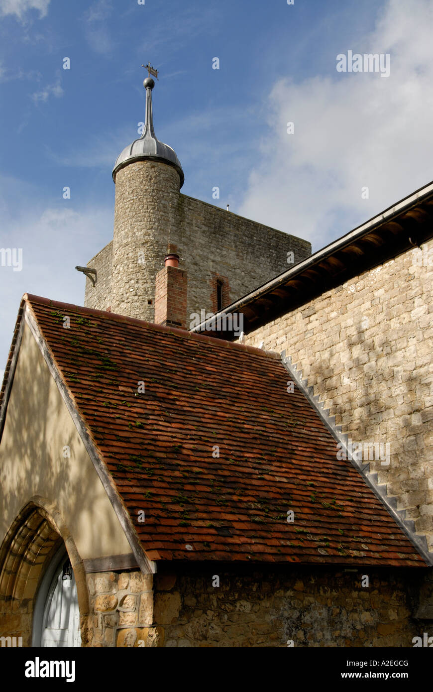 The thirteenth century stone built tower of the Church of St Peter and ...