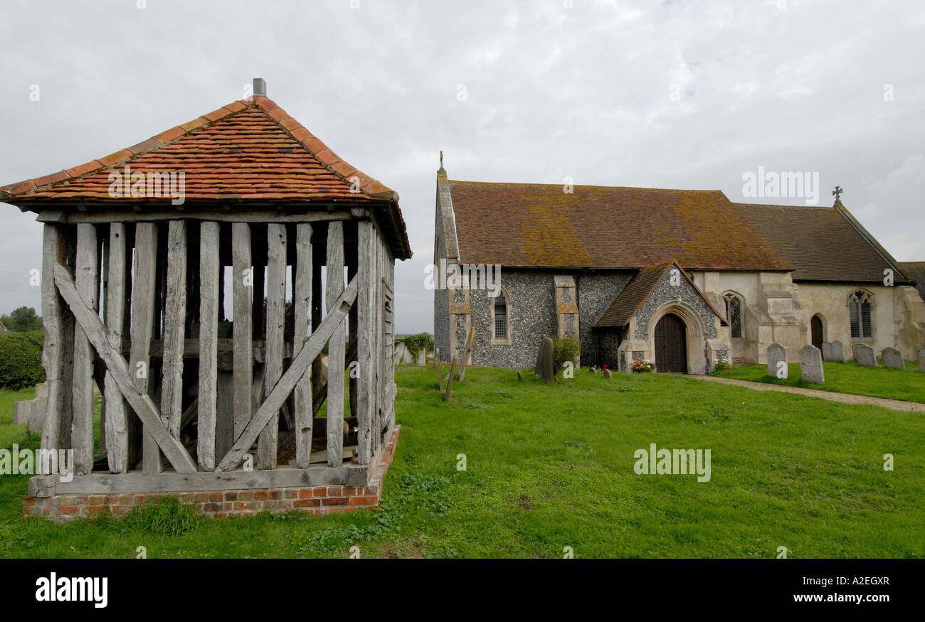 The bell of All Saints Church Wrabness is hung in a seventeenth century ...