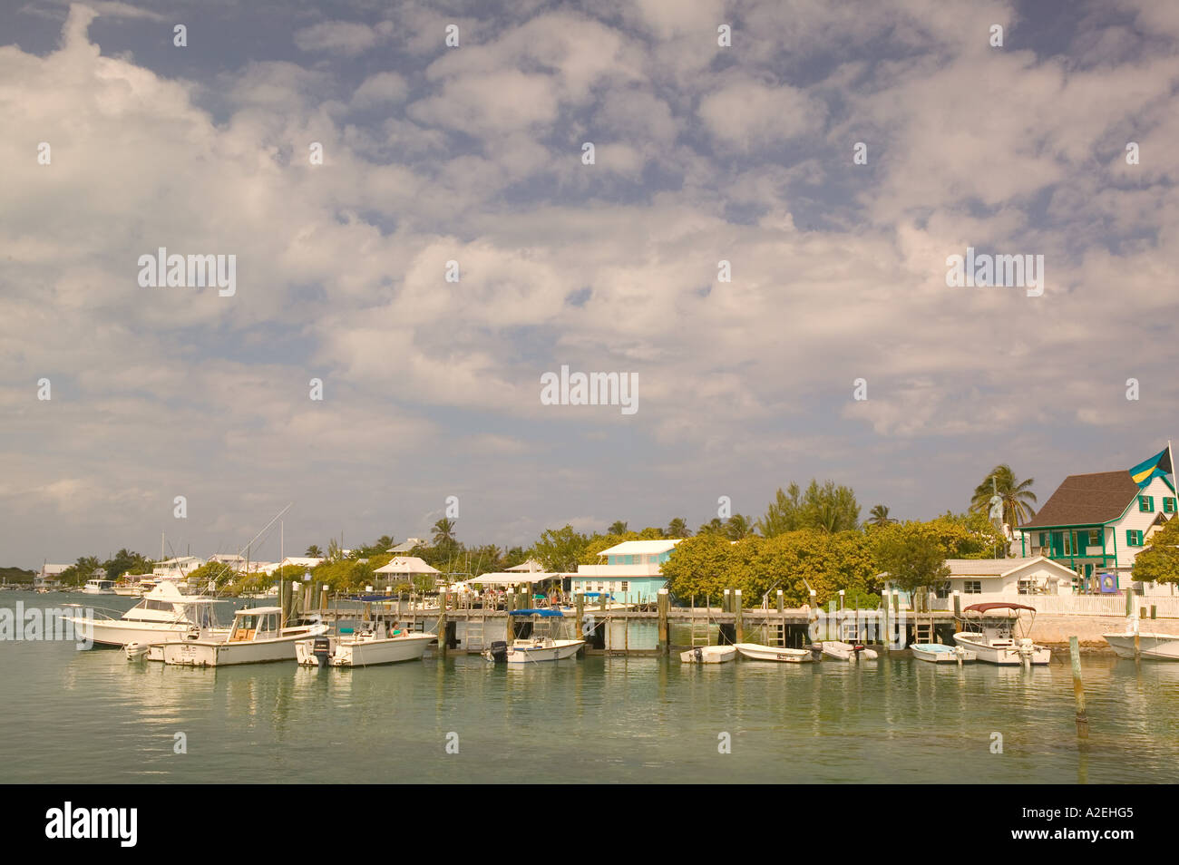 BAHAMAS, Abacos, Loyalist Cays, Elbow Cay, Hope Town: Town View Stock ...