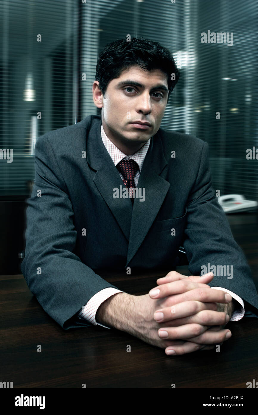 1220021 indoor office young man 25 30 dark haired suit tie business ...