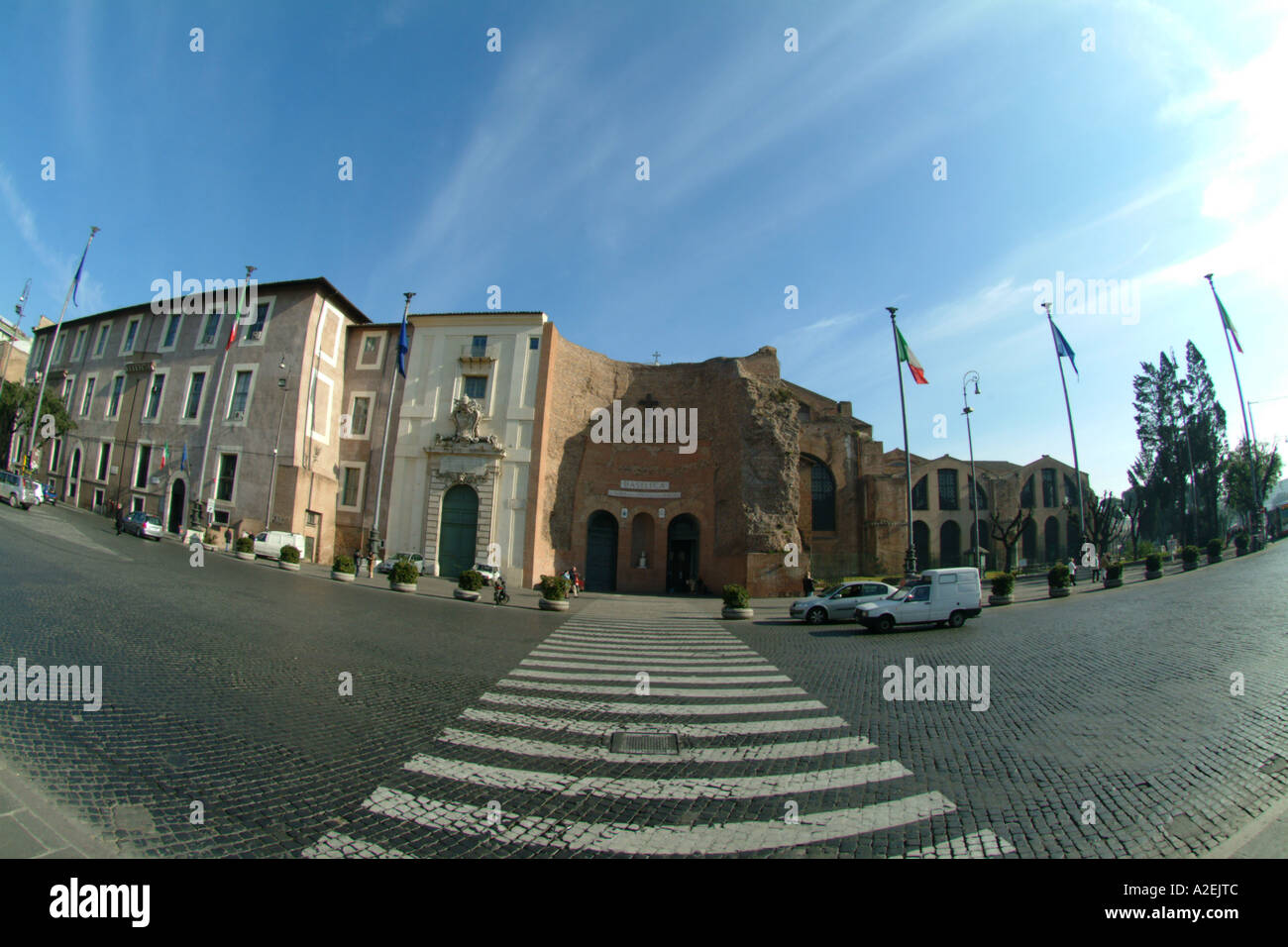 pedestrian crossing road building architecture rome roman roma italy ...