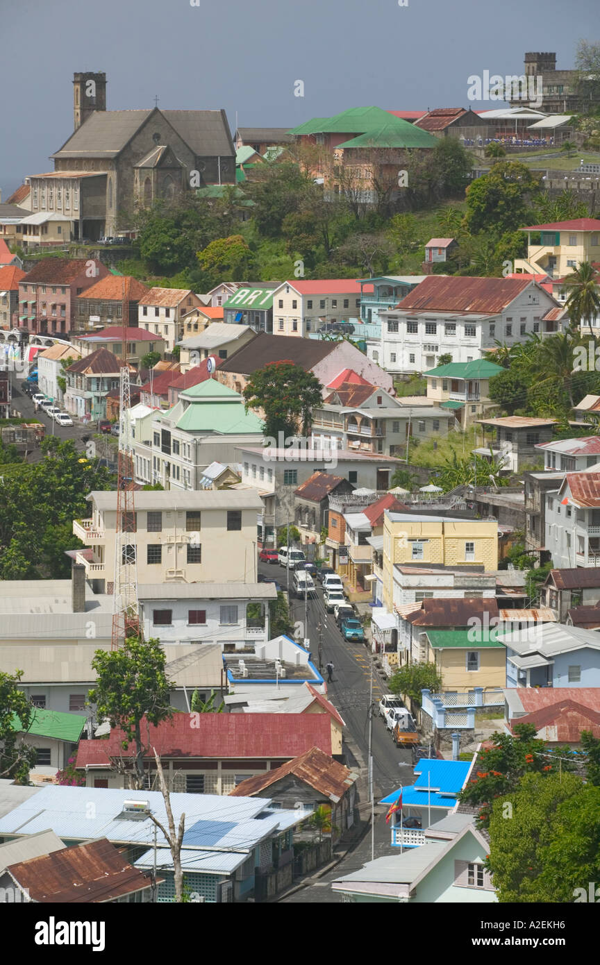 Caribbean, GRENADA, St. George's, Town & Harbor View with Lucas Street ...
