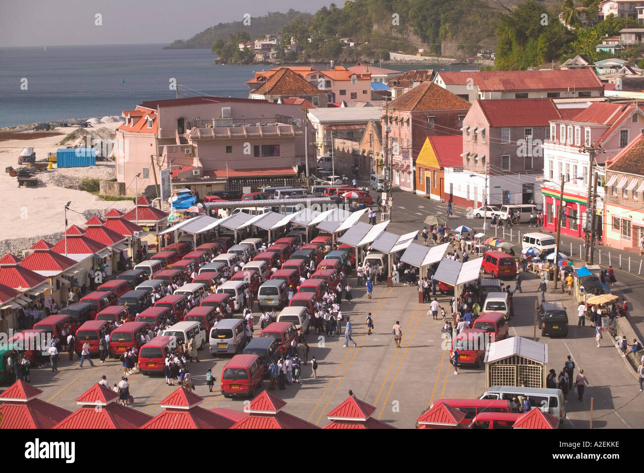 Caribbean, GRENADA, St. George's, St. George's Bus Station Stock Photo ...