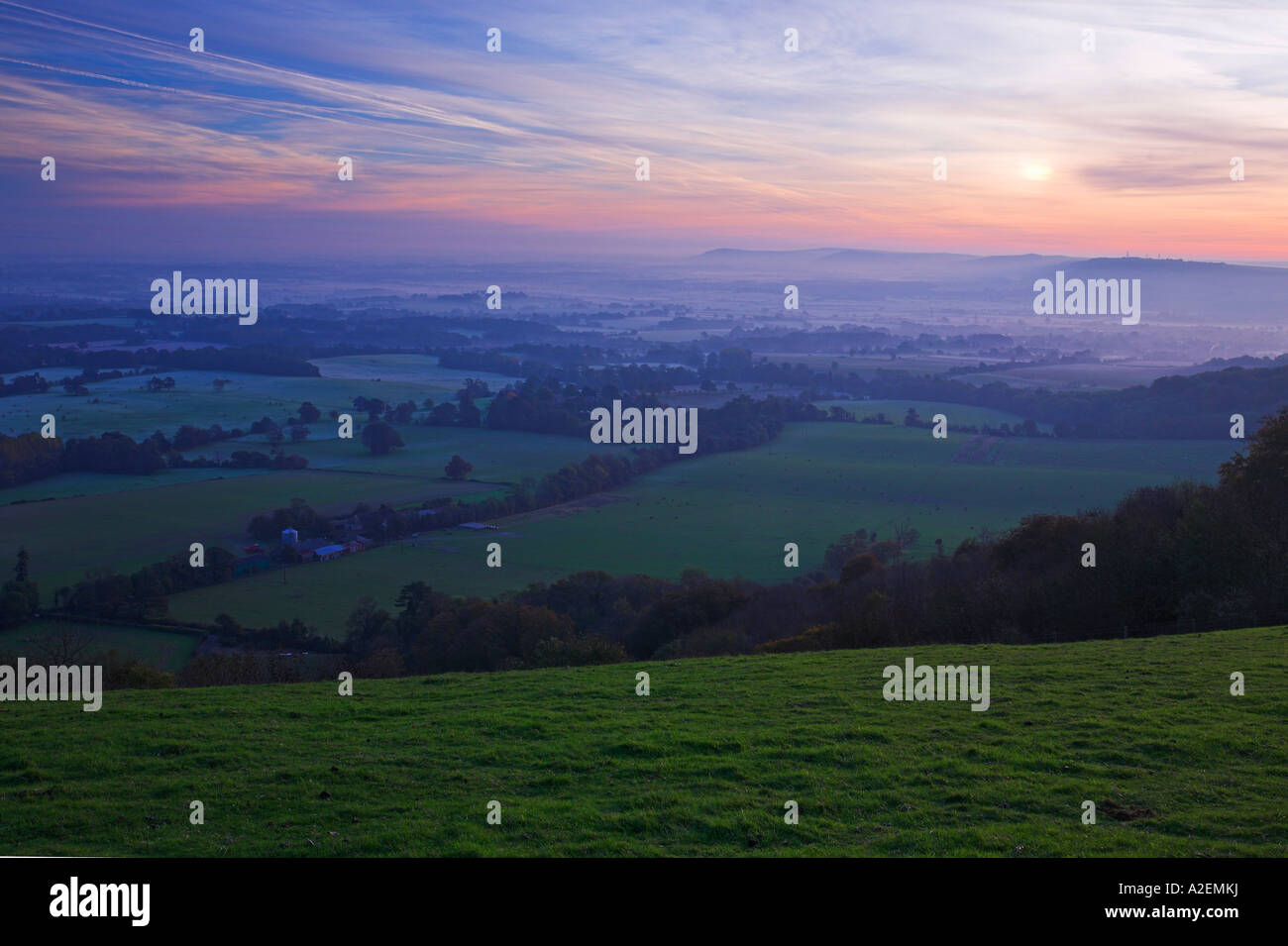 Morning country scene from Chanctonbury Ring on the top of the ...