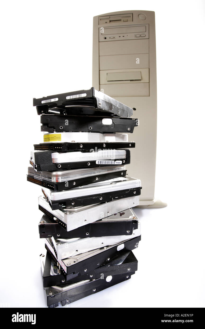 Piled hard disks Stock Photo - Alamy
