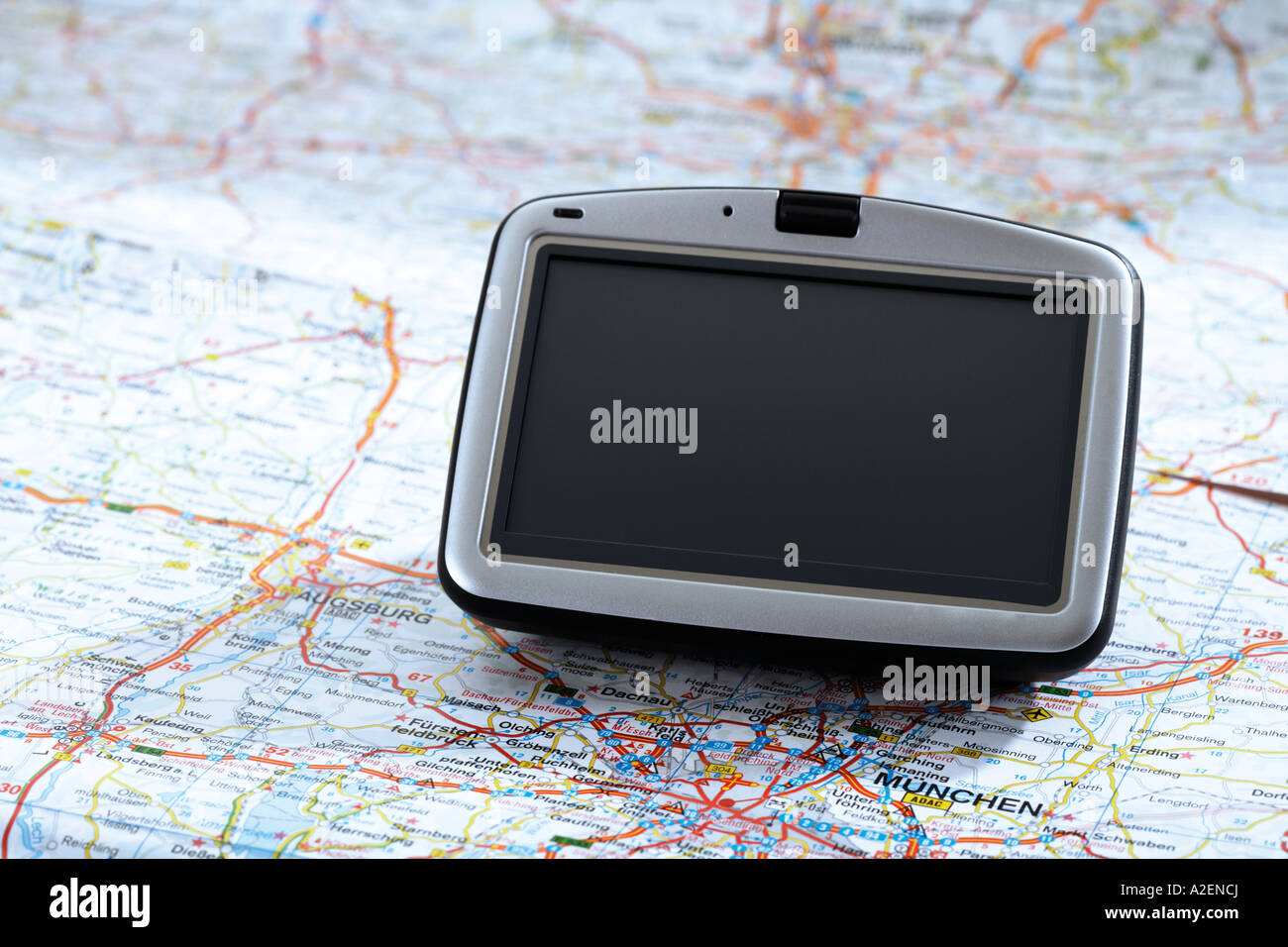 Navigation instrument on map, close-up Stock Photo - Alamy