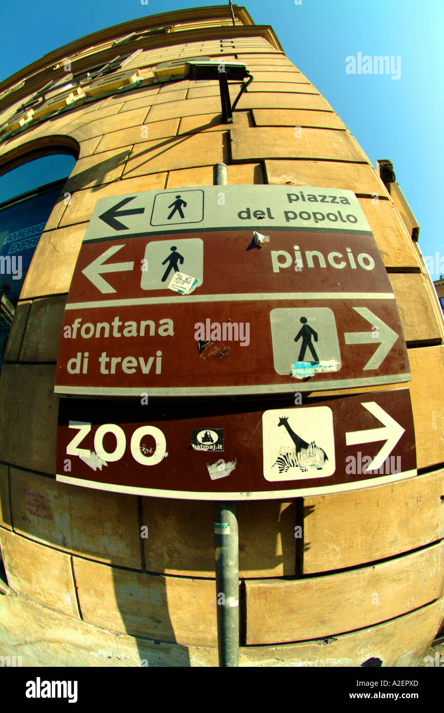 tourist street sign rome roma Stock Photo - Alamy