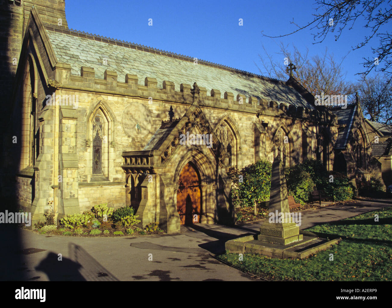 Chorley Parish Church of St Laurence on Union Street with sundial by ...