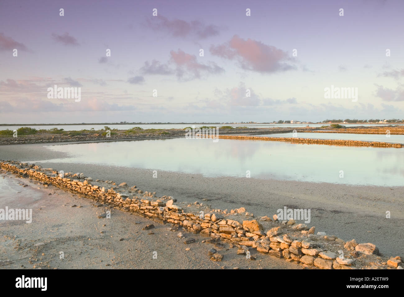 Caribbean, TURKS & CAICOS, Salt Cay Island. Morning View of Island ...