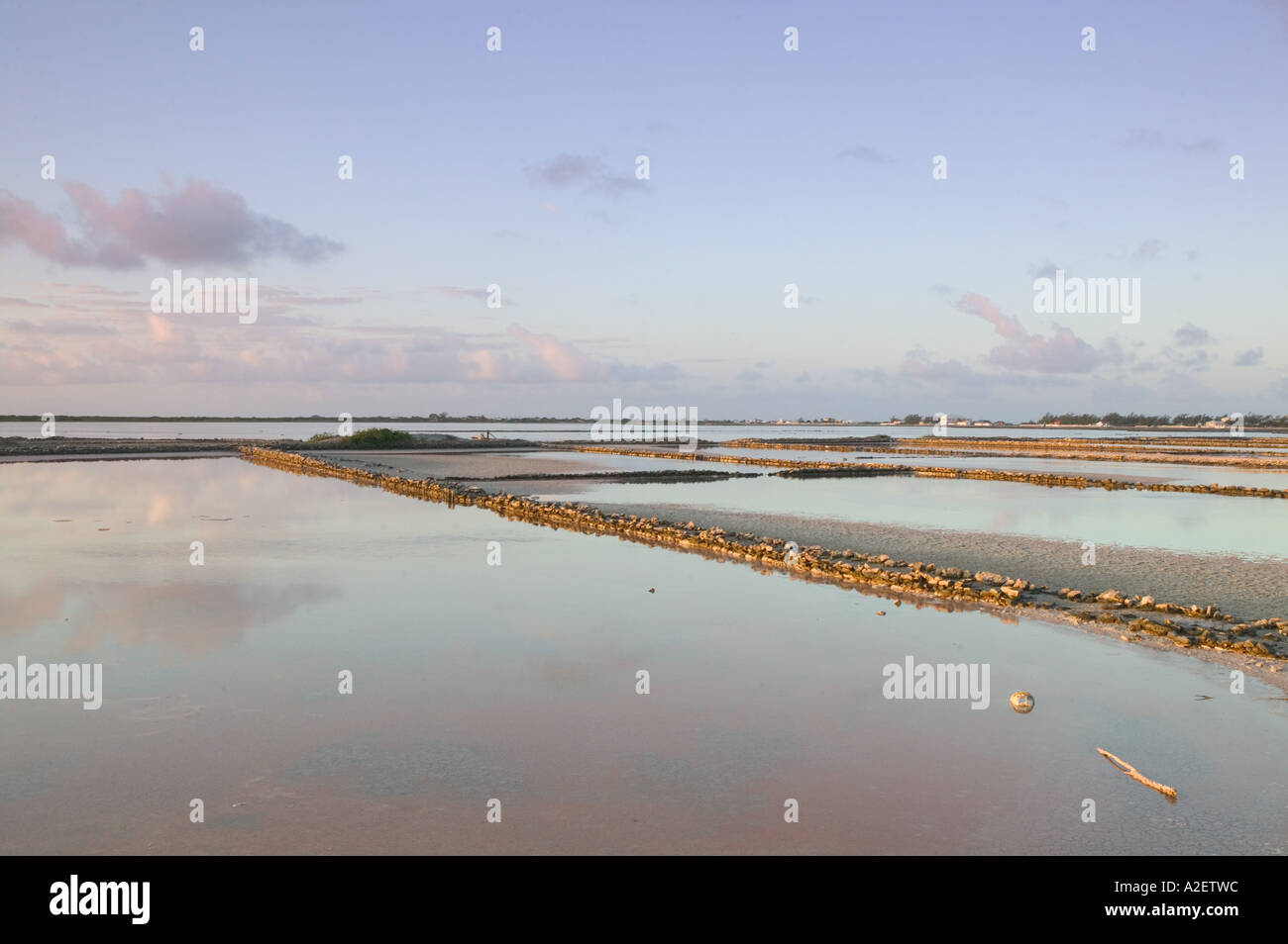 Caribbean, TURKS & CAICOS, Salt Cay Island. Morning View of Island ...
