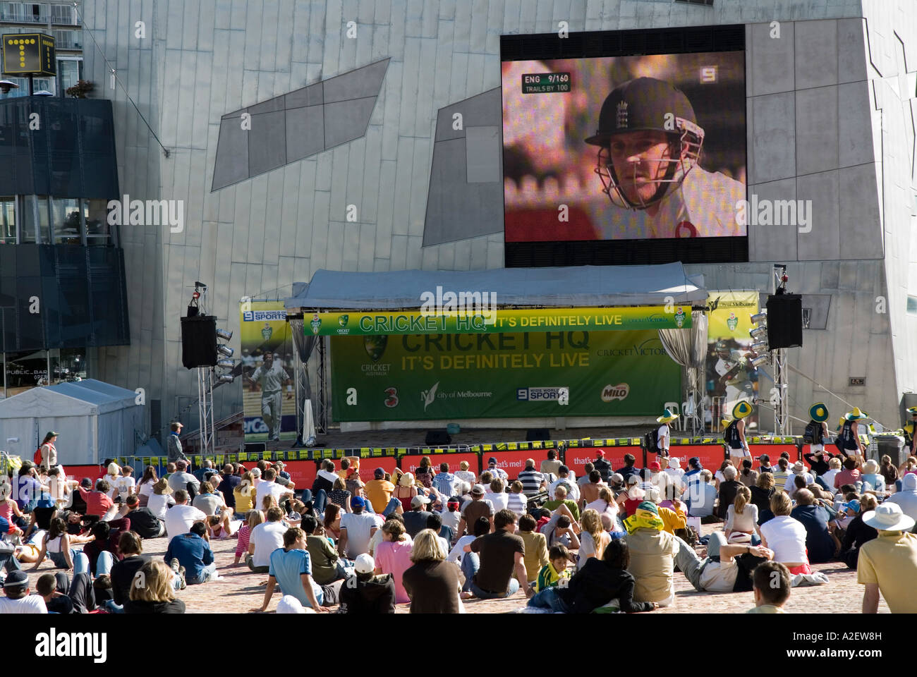 Crowds watching test match cricket The Ashes Federation Square CBD ...