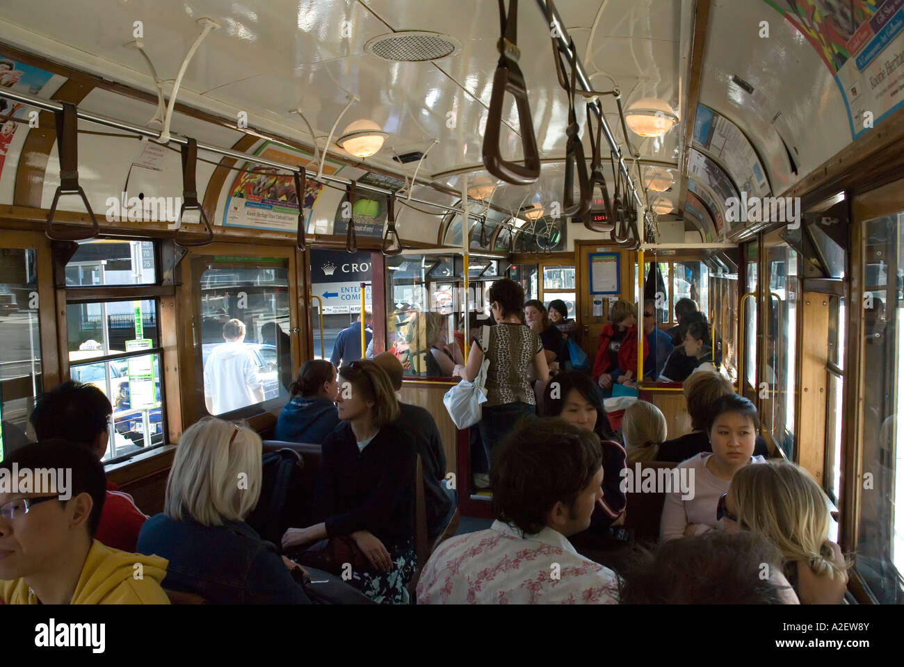Inside Circular tram Melbourne Victoria Australia Stock Photo - Alamy