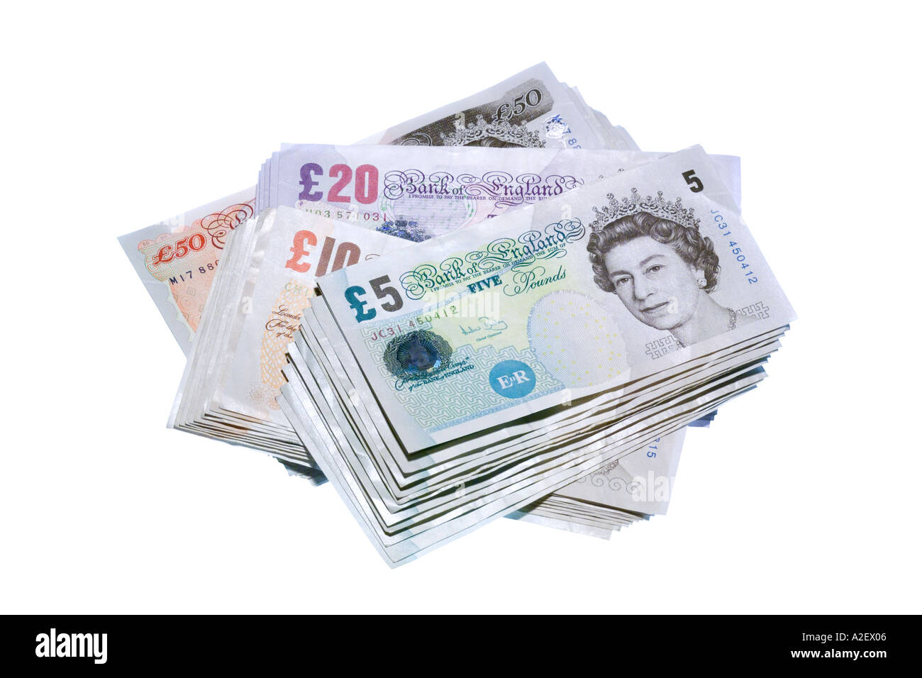 50 pound note stack hi-res stock photography and images - Alamy