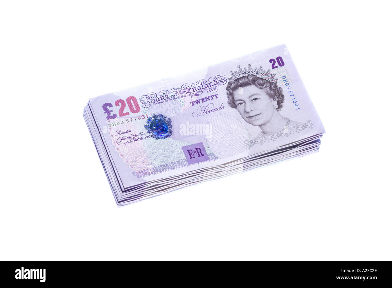 Twenty pound notes in a pile Stock Photo - Alamy