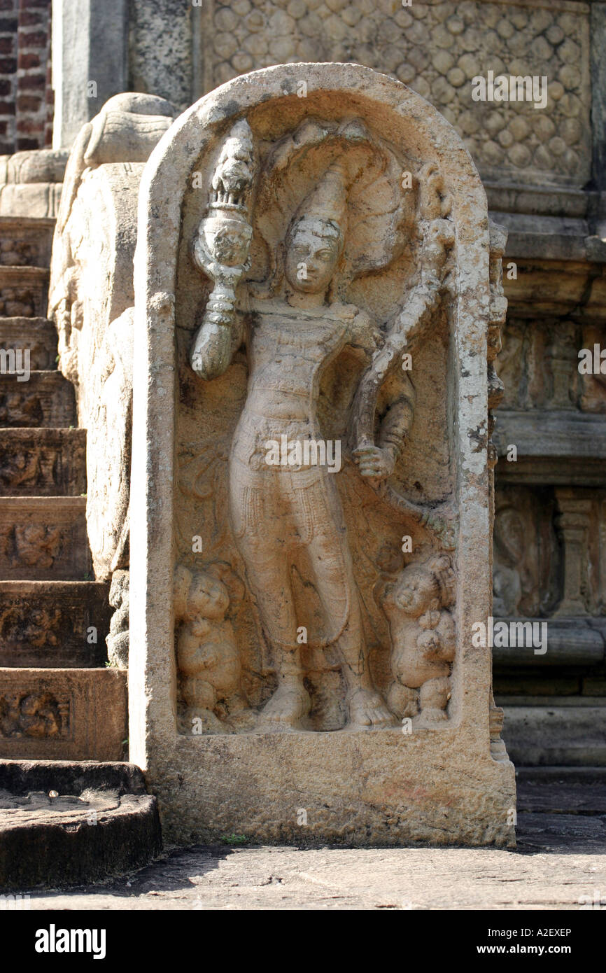 Sri Lanka guard stone statue at entrance to a temple; the ancient ...