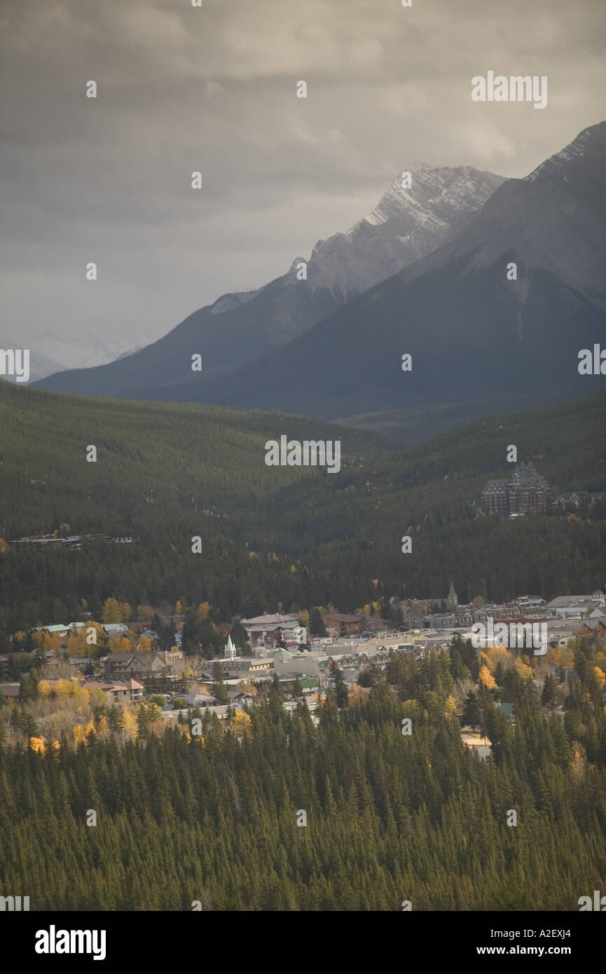 Canada, Alberta, Banff National Park: Banff, Town View from Mt. Norquay ...
