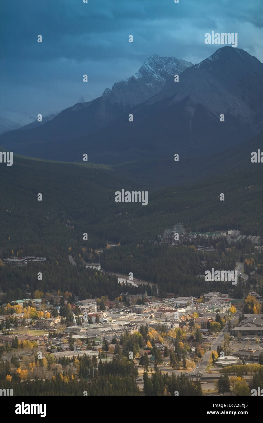 Canada, Alberta, Banff National Park: Banff, Town View from Mt. Norquay ...